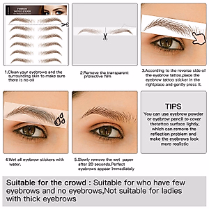 Aresvns Eyebrow Tattoo Stickers 99 Pairs! 9 Sheets Brown Fake Eyebrows,4D Tattoo Eyebrow with Real Hair,Eyebrow Transfer Stickers Christmas Gift