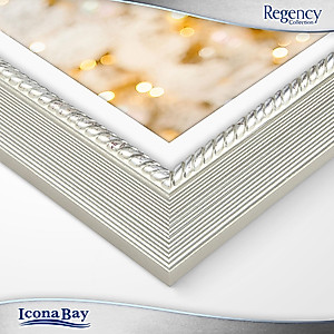 Icona Bay 11x14 Silver Picture Frame, French Baroque Style Photo Frame 11 x 14, Wall Mount or Table Top, Regency Collection