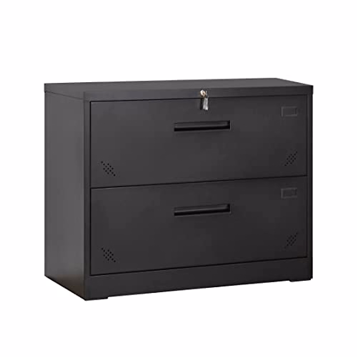 Approgreent Lateral File Cabinet with 2 Drawer, Filing Cabinet for Home Office, Metal File Cabinet with Lock, A4-Size/Letter-Size/Legal-Size, Black