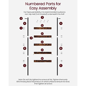 VASAGLE Blanket Ladder, 5-Tier Ladder Shelf, Wall-Leaning Rack, Steel, 25.6 Inch Wide, Scarves, Industrial Style, Rustic Brown and Black ULLS011B01