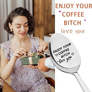 Best Friend Bestie Spoon Gifts for Women Men Funny Coffeespoons for Best Friends BFF Birthday Gifts for Besties Sister Brother Enjoy Your Coffee Spoon for Husband Boyfriend Anniversary Present