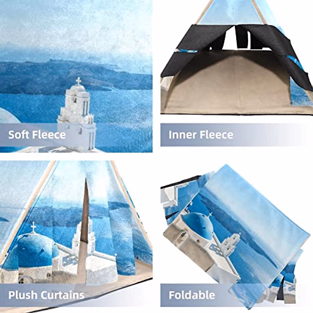 RATGDN Small Pet Hideout Greek Santorini Hamster House Guinea Pig Playhouse for Dwarf Rabbits Hedgehogs Chinchillas