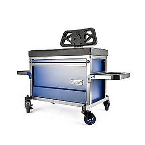 URBANTRANSIT The Beast Heavy Duty Shop Stool with Backrest - 500 Lb Capacity Rolling Stool for The Garage with Tool Storage, Cupholder and 360 Degree Wheels - an Ideal Workshop and Mechanic Stool