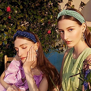 ACO-UINT Headbands for Women, 12 Pack Non-Slip Knotted Headbands with Soft Fabric, Wide Headbands for Summer Hair Accessories for Women Girls