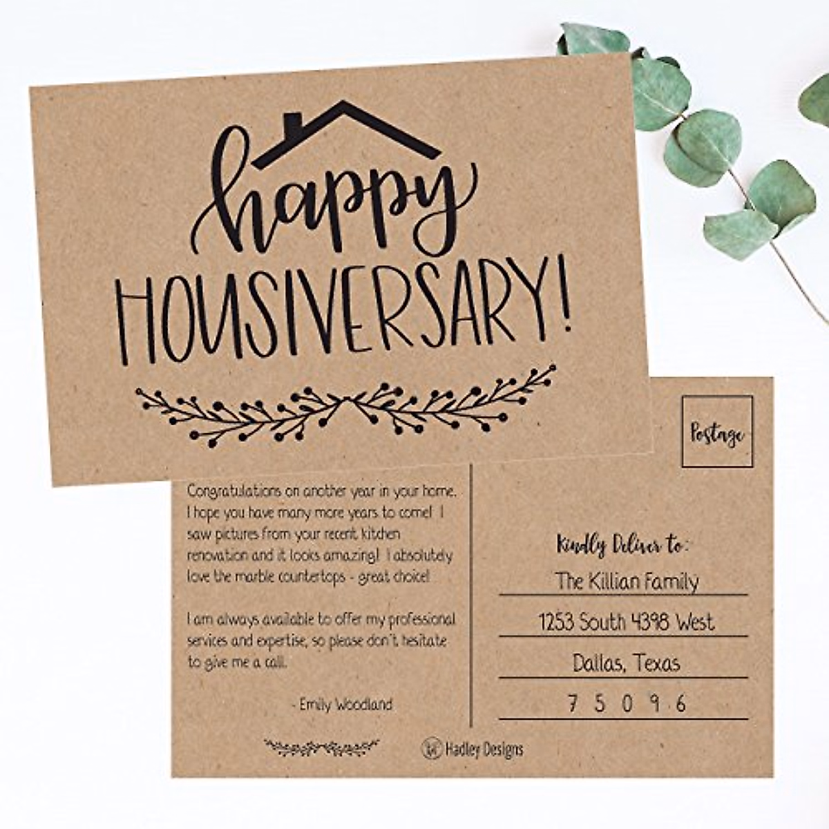 25 Kraft Happy Home Anniversary Realtor Cards, Blank Greeting House Postcards, Bulk Real Estate Thank You Notes, Welcome Home Realtor Gifts Stationery, New Realtor Gifts For Clients, Housiversary Card