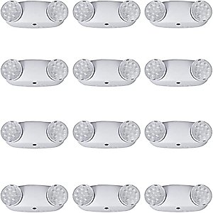LED Emergency Light with Backup Battery, Commercial Emergency Light, Two Adjustable LED Light Head Emergency Lighting Fixtures, 120-277V AC fire Retardant UL Certified (12 Pack)