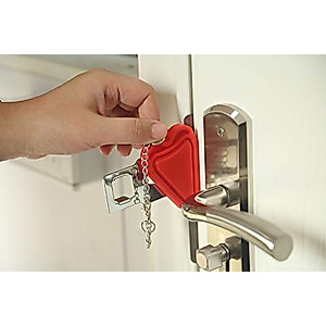 Portable Door Lock for Travel, Apartment Home Security Door Locker from Inside with Drawstring Bag and Drive Save I Need You Here with Me Keychain, Gift for Women and Men