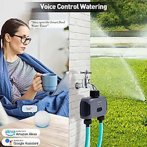 WiFi Sprinkler Timer, Insoma Smart Water Timer for Garden Hose, Automatic Irrigation System with WiFi Hub, Up to 20 Watering Plans, APP Control, Work with Alexa and Google Assistant, 2 Outlets
