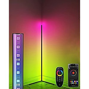 Zobawlks Corner Floor lamp, Smart APP & Remote Control, Floor Lamps for Living Room, LED Corner lamp, RGB Color Changing Lamps, Ambient Lighting, Mood Lamps, Minimalist Floor lamp, 56 inch, 20w