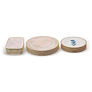 KARACA Botanica 18-Piece Breakfast Service Table Service, Stoneware Crockery Set, Unique Design, Practical, Serving Plates, Cake Plate, Boat Plate