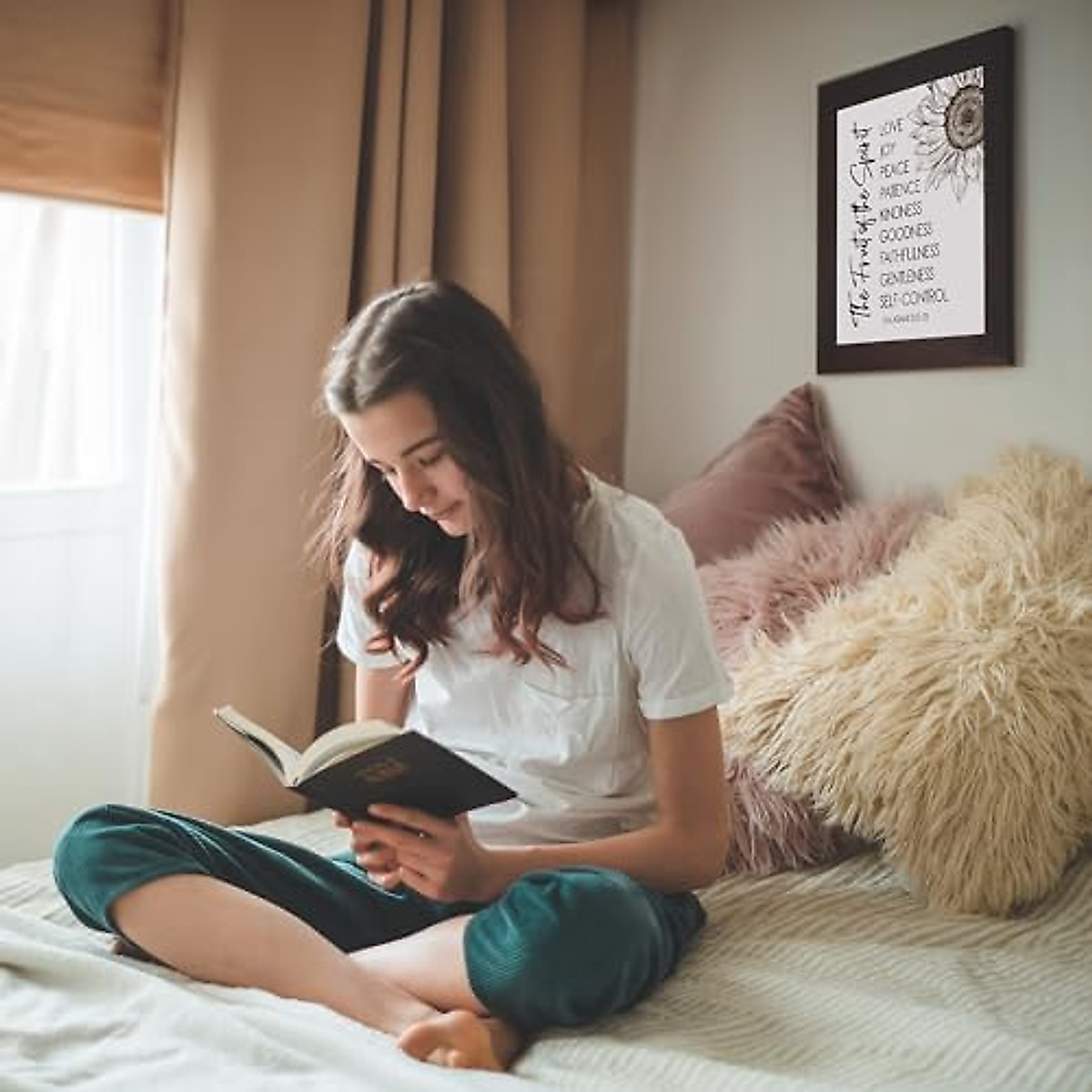 Fruit of the Spirit - Sunflower Rustic Christian Wall Decor, Bible Verse Inspirational Wall Art Flowers Print For Living Room Decor, Home Decor, Office Decor, Farmhouse Decor, Church, Unframed - 11x14