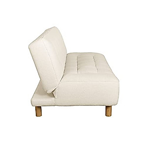 eLuxurySupply Modern Plush Futon Couch - Tufted Fabric Sofa Bed with Soft Cushions and Wide Backrest - Multi-Functional with Button Tufting Details on The Back and Seat - Cream