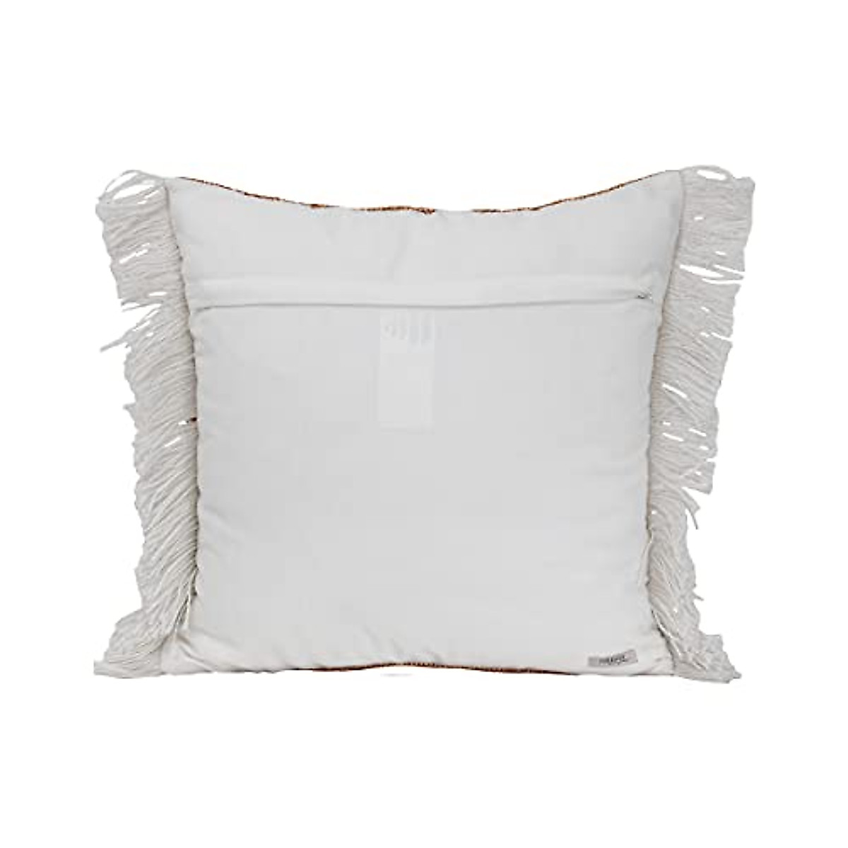 Foreside Home & Garden Orange Striped Woven 20x20 Outdoor Decorative Throw Pillow with Hand Tied Fringe, 20 x 20 x 5, Brown