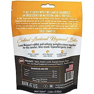 Smart Cookie All Natural Dog Treats - Rabbit & Pumpkin - Training Treats for Dogs & Puppies with Allergies, Sensitive Stomachs - Soft Dog Treats, Grain Free, Chewy, Human-Grade, Made in USA - 5oz Bag