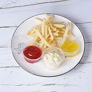 [500 sets - 2oz] Disposable Plastic Souffle/Portion Cups with Lids Bulk Perfect for Shot Glasses, Condiments, Toppings, Dressings, Sampling