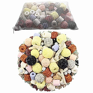 Mei Ting Aquarium Filter Media Bio Balls Ceramic Rings 15 in 1 Fish Tank Pond Filter Ceramic Filter Ring 500g Mesh Bag with Zipper × 2 Packs