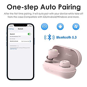 PALOVUE Wireless Earbuds, in-Ear Earphones with Bluetooth 5.3, Built-in Mic, 35H Playtime Deep Bass Stereo, with Lightweight Compact Charging Case for Sport/Work Compatible iPhone Android
