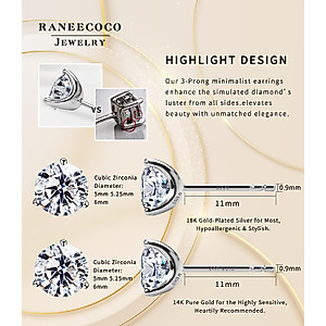 "STUNNING FLAME" 18K Gold Plated Silver Brilliant Cut Simulated Diamond Cubic Zirconia Stud Earrings(yellow-gold-plated-silver, 1.0)