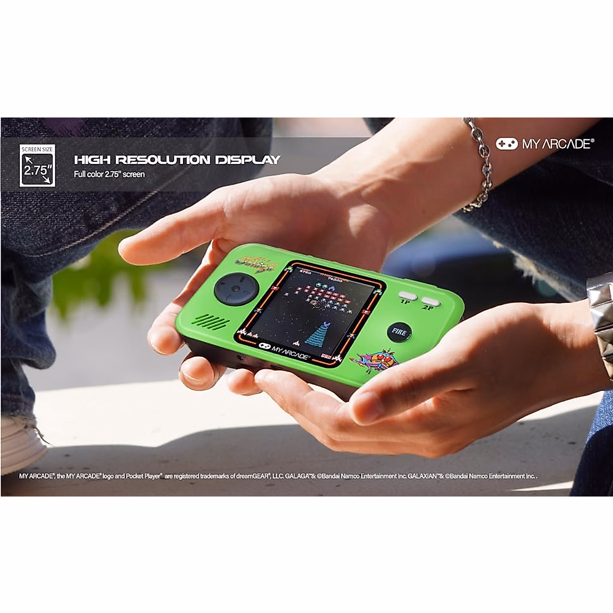My Arcade Galaga/Galaxian Pocket Player Pro: Portable Video Game Console with 2 Games, Gifts, 2.75" Color Display, Ergonomic Design