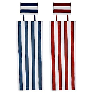 Wedhapy Patio Chair Replacement Fabric 45x17 Folding Sling Chair Replacement Fabric with Pillowcase Red and White Stripes Patio Chair Sling Replacement for Home Beach Balcony Patio Chair Sling Repl