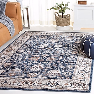 Safavieh Bayside Collection Area Rug - 8' x 10', Blue & Grey, Traditional Oriental Design, Non-Shedding & Easy Care, Machine Washable Ideal for High Traffic Areas in Living Room, Bedroom (BAY100M)