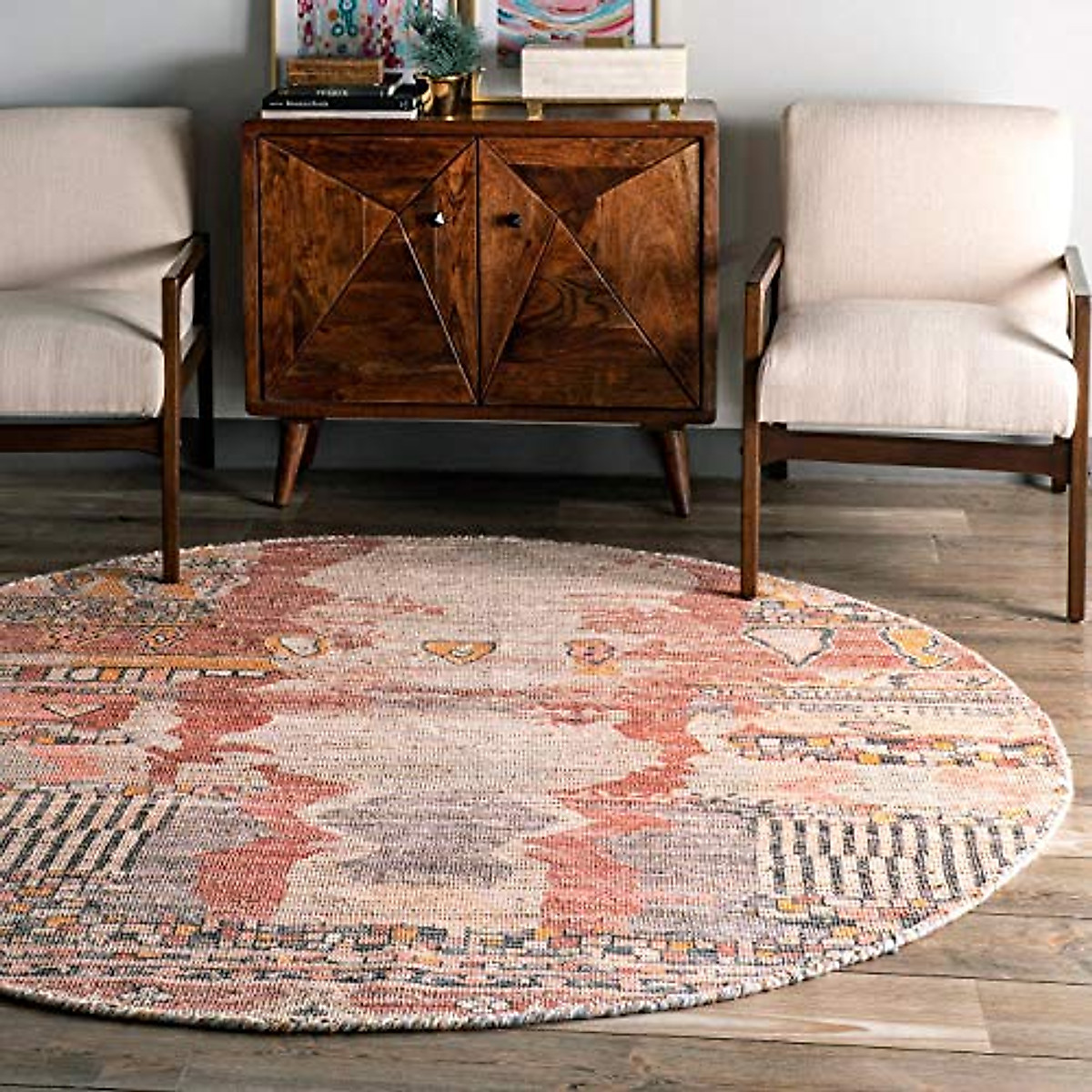 nuLOOM Hermina Flatweave Tribal Jute Area Rug, 5 ft x 8 ft, Multi