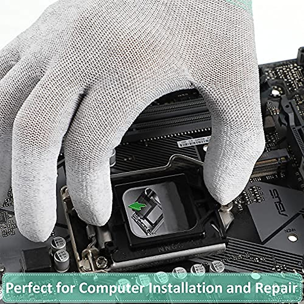 4 Pairs ESD Anti Static Gloves, PC Gloves with High Resistance Carbon Fiber Anti-static Gloves for PC Building Computer Electronics Installation and Repair (Medium)