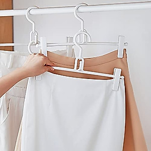 Hanger 20 Pcs Pack Plastic Skirt Hangers with Clips, Skirt Hangers, Clip Hangers for Pants, Bulk Multi Purpose Hanger (Color : White)