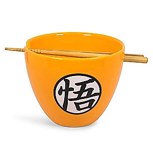 Dragon Ball Z 4-Star Ball Ceramic Noodle Bowl & Chopsticks Set | Official Goku Themed Dragon Ball Z Collectible Bowl | 16 Ounce Dish