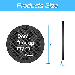 8sanlione Cup Holder Coasters, 2.75 Inch Non-Slip PVC Insert Coaster, Anti-Scratch Auto Cup Mats for Women Men, Vehicle Interior Accessories Universal for Car, SUV, Truck (D Black/2PCS), 2 Pack