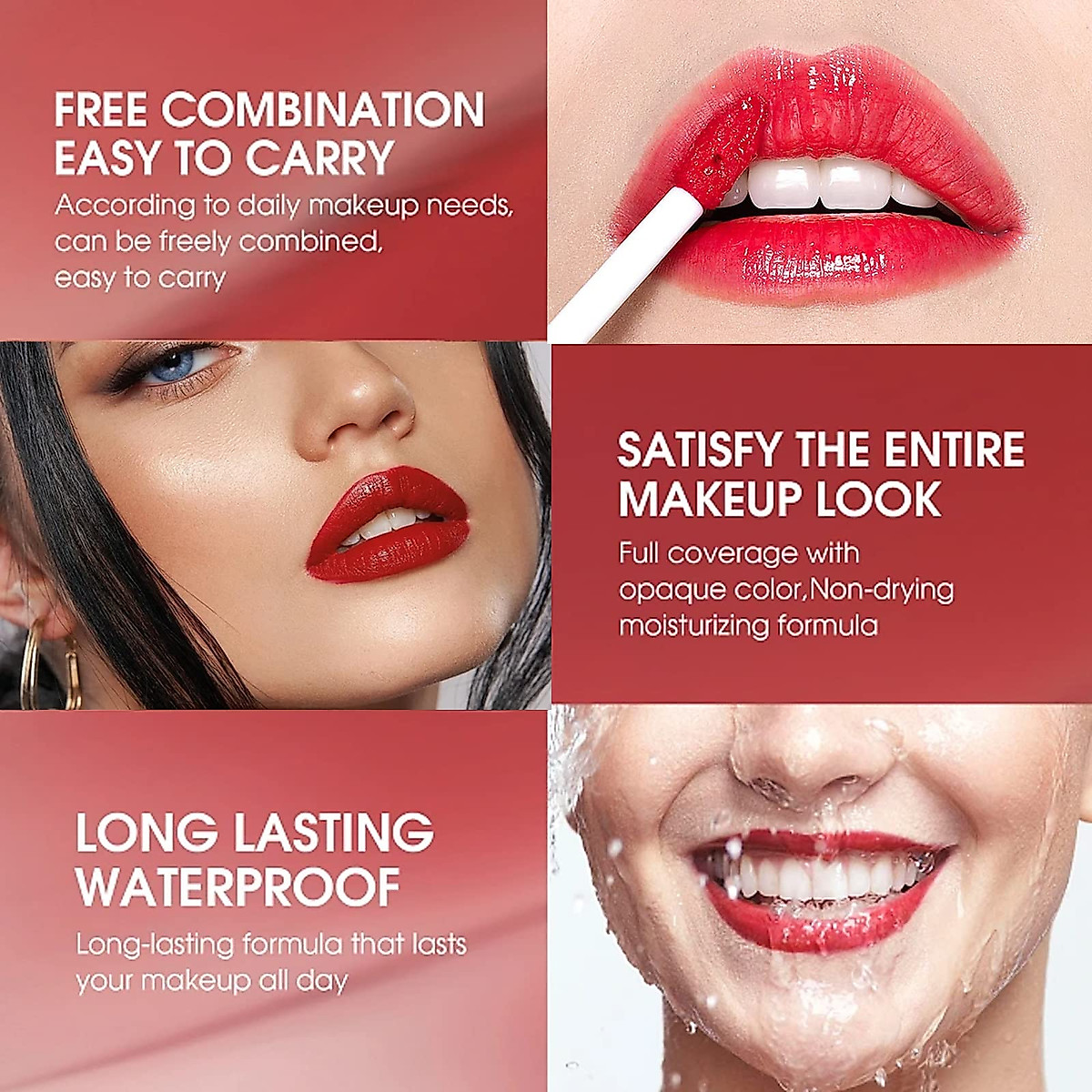 6 Colors Lip Tint Stain Set, Korean Lip Gloss Mini Liquid Lipstick, Lip and Cheek Tint, Long lasting Non-Stick Cup Waterproof Makeup