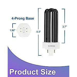43050 Replacement Bulbs Compatible with Dynatrap DT1775 1 Acre and DT1750 3/4 Acre Bug Zapper, 3U 26W Black Light Bulb for Mosquito & Flying Insect Trap Light, 3 Pack