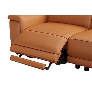 Valencia Pista Geniune Leather Reclining Sectional Sofa with Right Hand Chaise -| Power Recliner Chair, Nappa 11000 Leather | L Shaped Couch for Living Room Furniture, Cloudy Grey