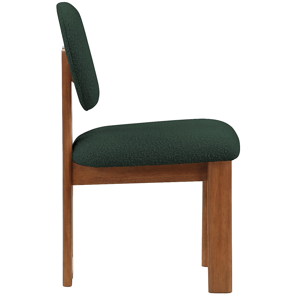 Meridian Furniture 489Green-C Napa Collection Mid-Century Modern Boucle Fabric Upholstered Dining Chair with Rich Green Boucle Fabric, Solid Wood, 17.5" W x 20.75" D x 35.75" H, Green, Set of 2