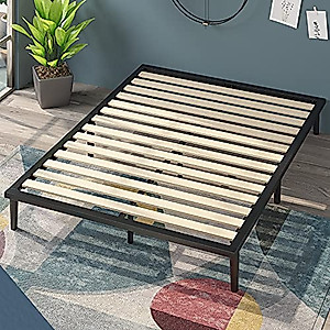 Zinus Parker Platform Bed with Tapered Legs/Wood Slat Support/No Box Spring Needed/Easy Assembly, Queen