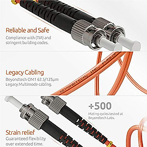 ST to ST Fiber Patch Cable Multimode Duplex - 3m (9.84ft) - 62.5/125um OM1 LSZH - Beyondtech PureOptics Cable Series