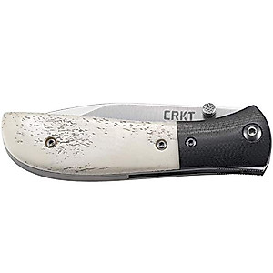 CRKT M4-02 EDC Folding Pocket Knife: Assisted Opening Everyday Carry, Satin Blade, Thumb Stud, Liner Lock, G10 Bolster, White Bone Handle, Pocket Clip