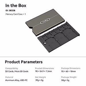 SMALLRIG Memory Card Case Holder Anti-Shock Anti-Fall and Scratch Suitable for SD/Micro SD/SIM Cards for Photography Enthusiasts - 2832B