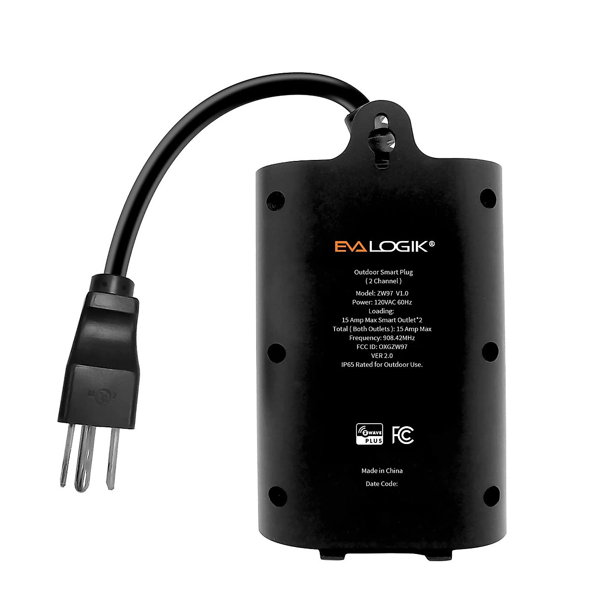 Outdoor Z-Wave Plus On/Off Light and Appliance Plug, 1 On/Off Outlet+ 1 Alway On Outlet, Zwave Hub Required, Works with SmartThings, Wink, Alexa (ZW96)