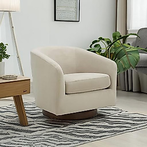 CHITA Swivel Accent Chair Armchair, Round Barrel Chair in Fabric for Living Room Bedroom, Pebble Grey