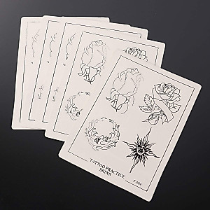 SUPVOX 5pcs Tattoo Practice Skin Rose Pattern Silicone Tattoo Skin for Tattoo Learning Training