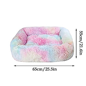 Calming Dog Bed Big Dog Bed Friday Black Deals Today Rectangular Dog Bed Fluffy Plush Faux Fur Anti-Anxiety Warming Comfort Dog Bed Dog Crate Mat(26 in)