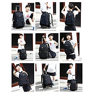Rolling Backpack for Boys 18in Black Trolley Bags Wheeled Bag Kids' Carry-Ons Travel Primary Middle School Bookbag