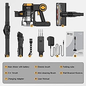 Nicebay Cordless Vacuum Cleaner, 25kPa Suction Brushless Motor Cordless Stick Vacuum,Digital Touchscreen&Smart Induction Auto-Adjustment, 4 in 1 Lightweight Vacuum for Hardwood Floor Hair