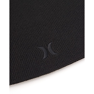 Hurley Men's Icon Staples Beanie - Lightweight Classic Loose Knitted Hat for Men, Black/Black