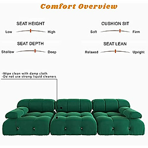 JACH 104" Convertible Modular Sectional Sofa, Minimalist Mid-Century Velvet Sofas Couches, Luxury Modern 3-Seat Wide Couch Sectional for Living Room Bedroom Office Apartment (Green)