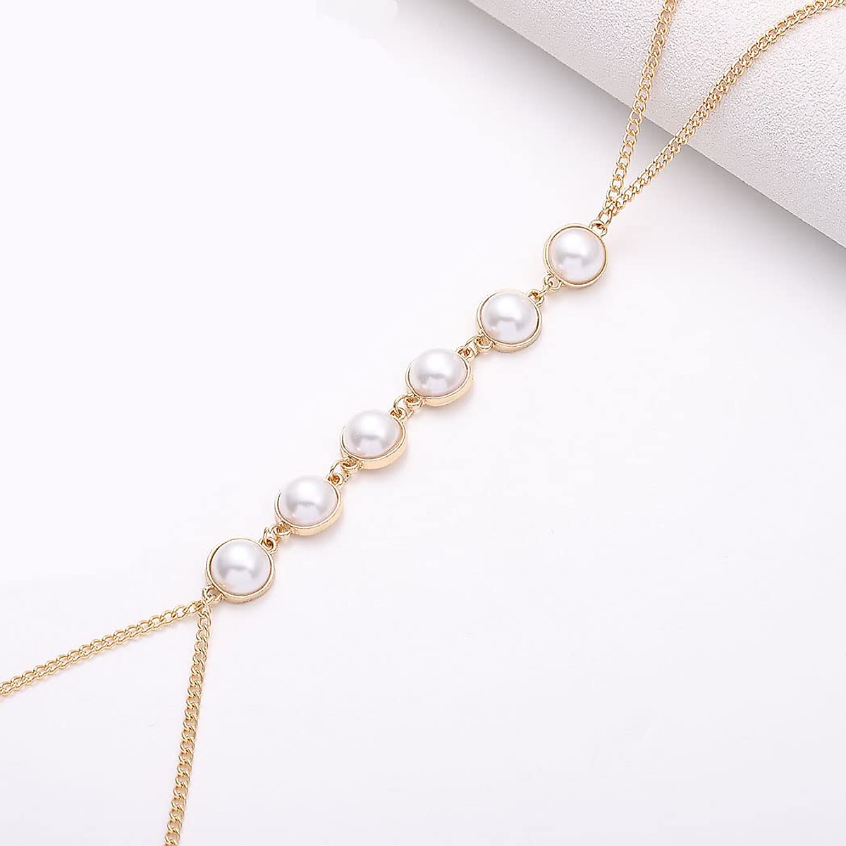 Jerany Rhinestone Body Chain Pearl Waist Belly chain Sexy Bra Bikini Body Chains Beach Body Necklace for Women