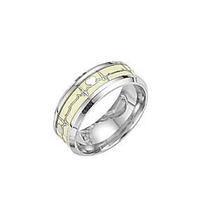 Heartbeat Luminous Ring Glow in The Dark Statement Ring for Women Stainless Steel Promise Ring (A, 9)