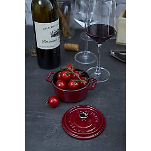 Staub 40509-799 Mini Picotte Round Cherry, 3.9 inches (10 cm), Small, Double Handed, Cast Iron, Enameled Pot, Authentic Japanese Product