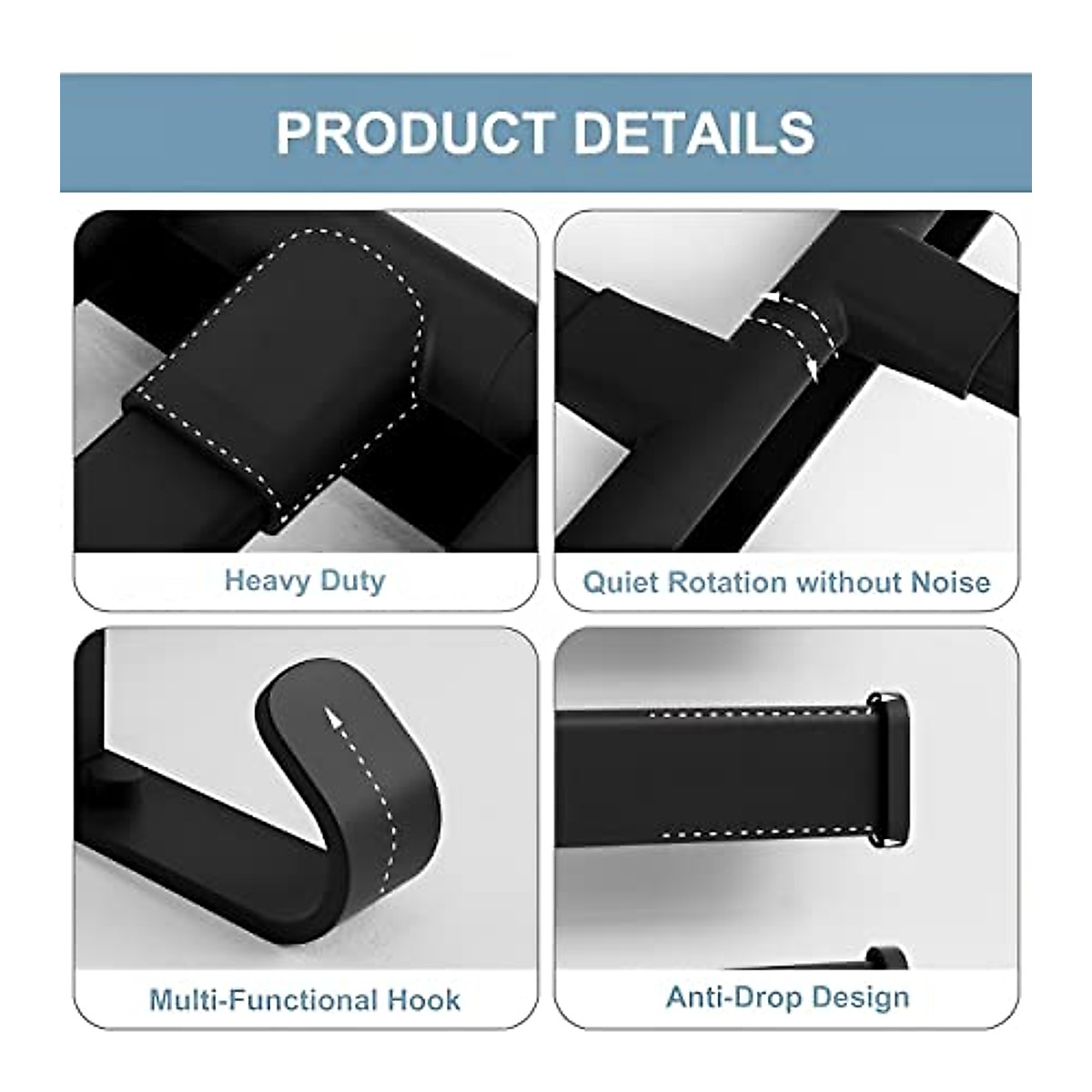 Swivel Towel Rack 2 Arms, Aluminium Two in ONE Towel Racks for Bathroom Space Saving Swing Out 180° Rotation- Strong Design Matte Black